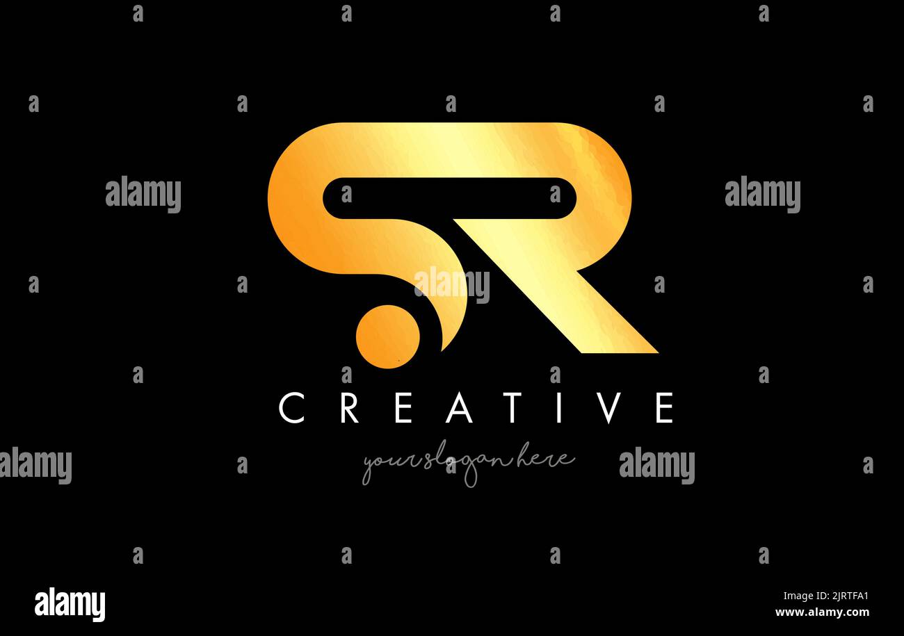 Golden Gold SR Letter Logo Design with Creative Modern Trendy ...