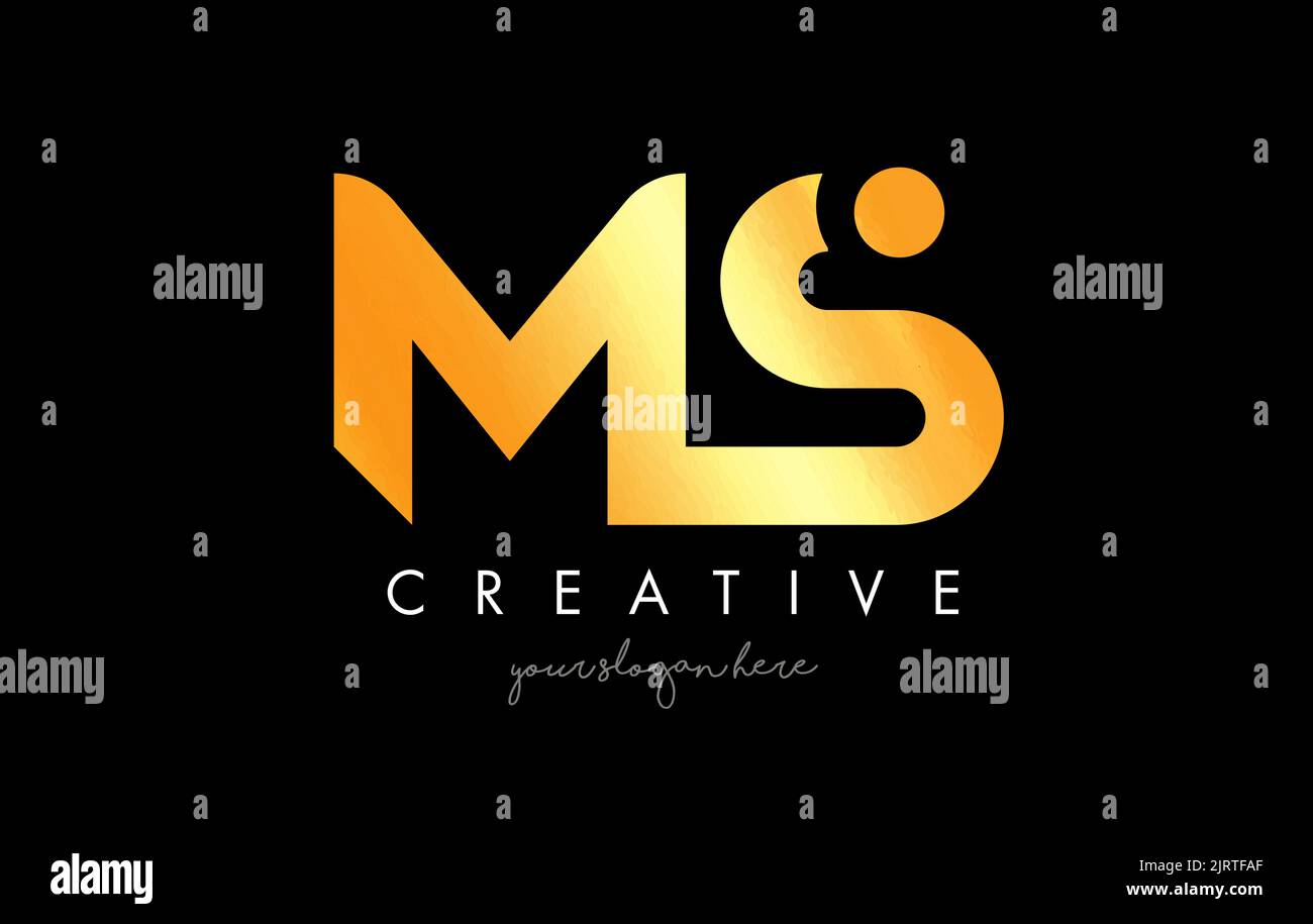 Golden Gold MS Letter Logo Design with Creative Modern Trendy ...