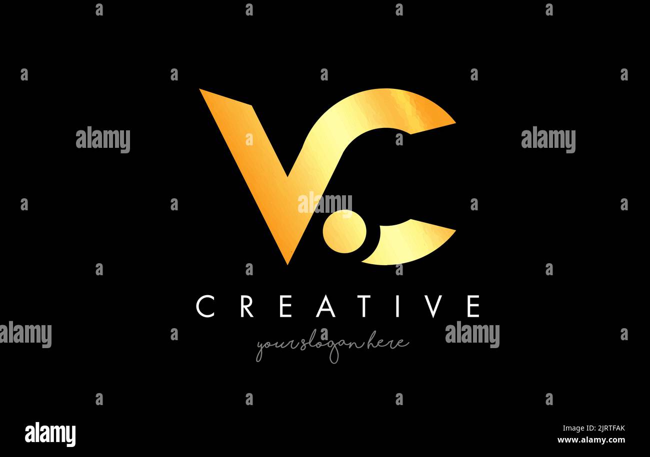 Golden Gold VC Letter Logo Design with Creative Modern Trendy ...