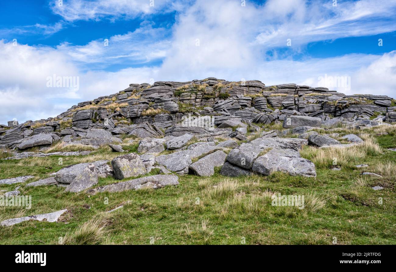The rocky summit of Oke Tor, Dartmoor National Park, Devon, UK Stock ...