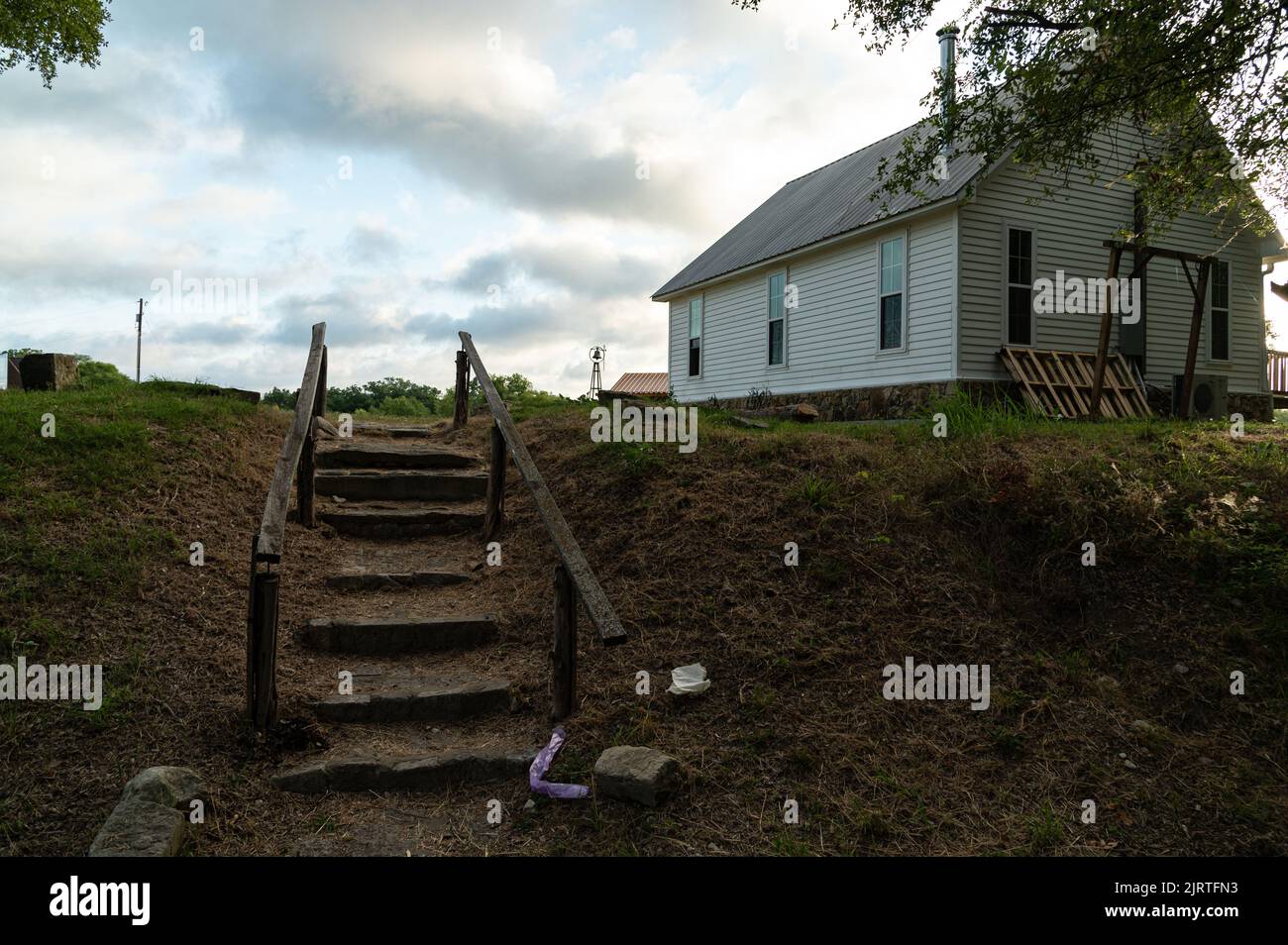 These stairs from the Chisolm Trail Outdoor Museum lead from the lower ...