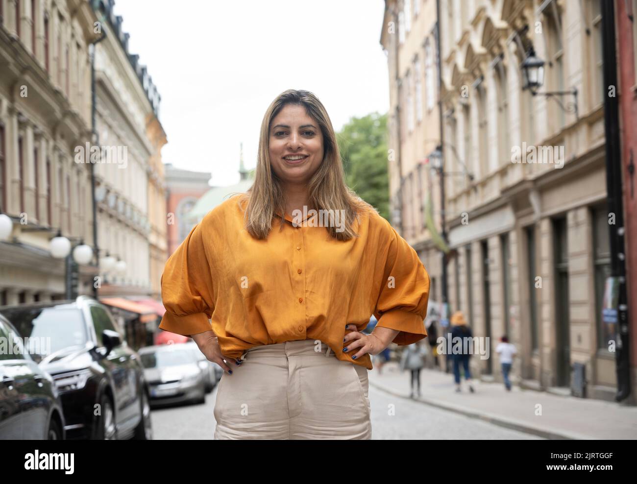 Nooshi Dadgostar, leader of the Left Party (Swedish: Vänsterpartiet ...