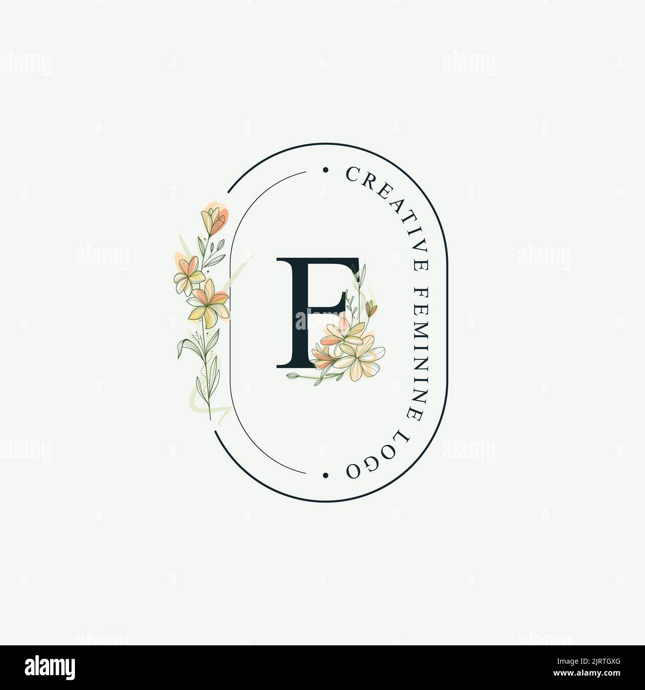 Initials letter F Wedding floral logos template, elegant hand-drawn ...