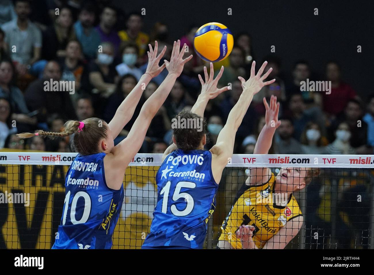 ISTANBUL, TURKEY - MAY 03, 2022: Arina Fedorovtseva and Mina Popovic in ...