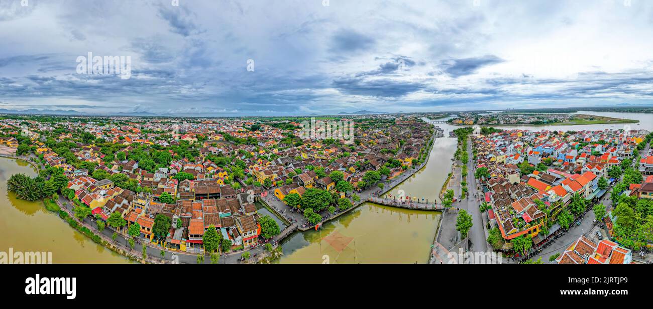 Hoi An, Vietnam : Panorama Aerial view of Hoi An ancient town, UNESCO ...