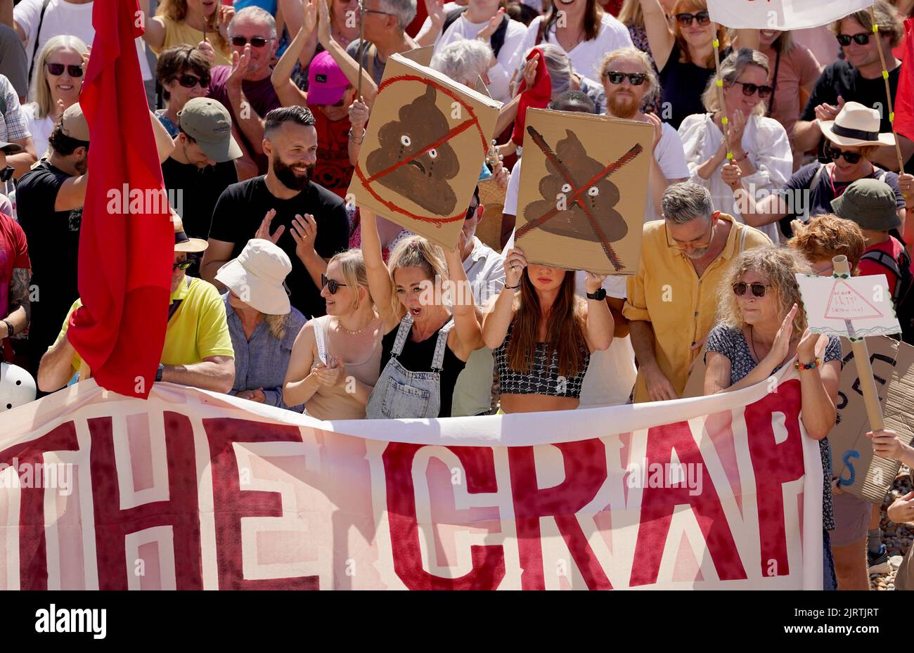 Members of the public and protesters from Hastings and St Leonards ...