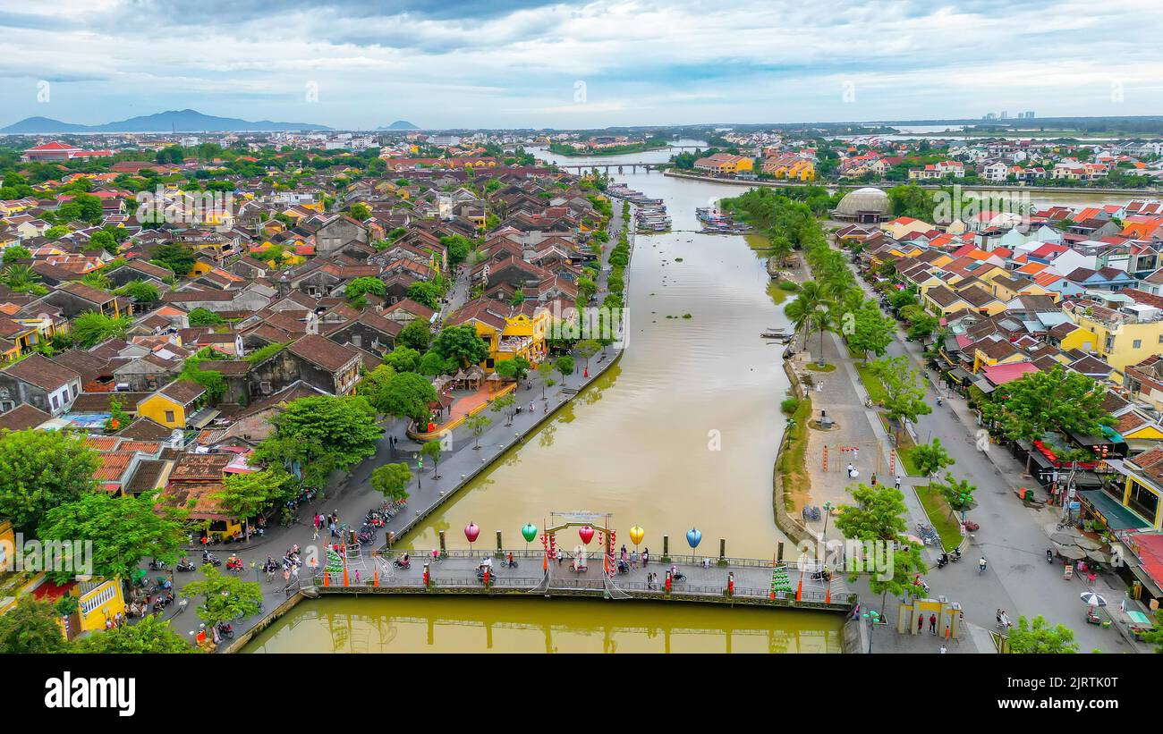 Hoi An, Vietnam : Panorama Aerial view of Hoi An ancient town, UNESCO ...