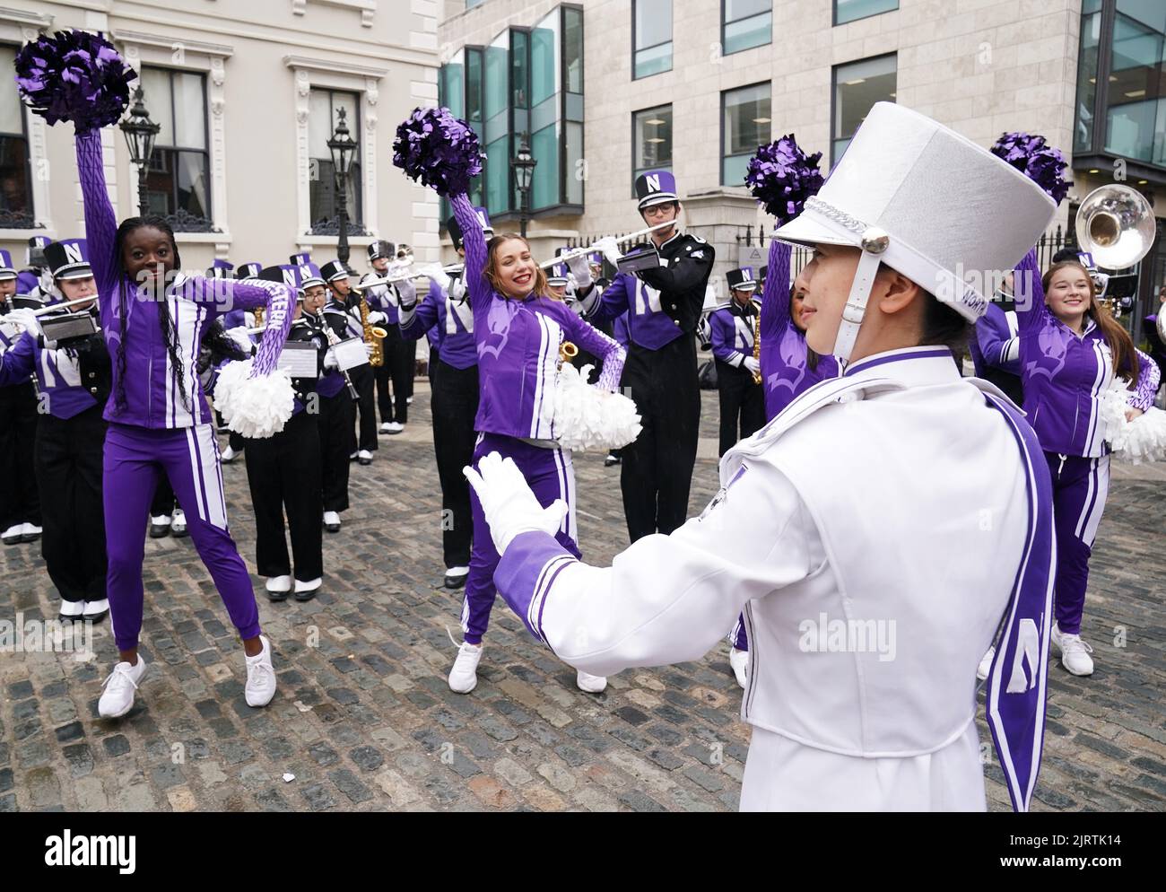 Members of the Northwestern University Wildcat Marching Band and ...
