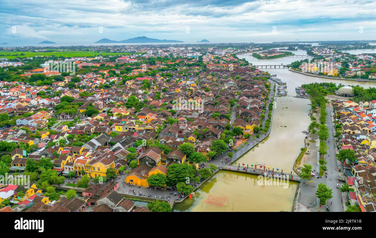 Hoi An, Vietnam : Panorama Aerial view of Hoi An ancient town, UNESCO ...