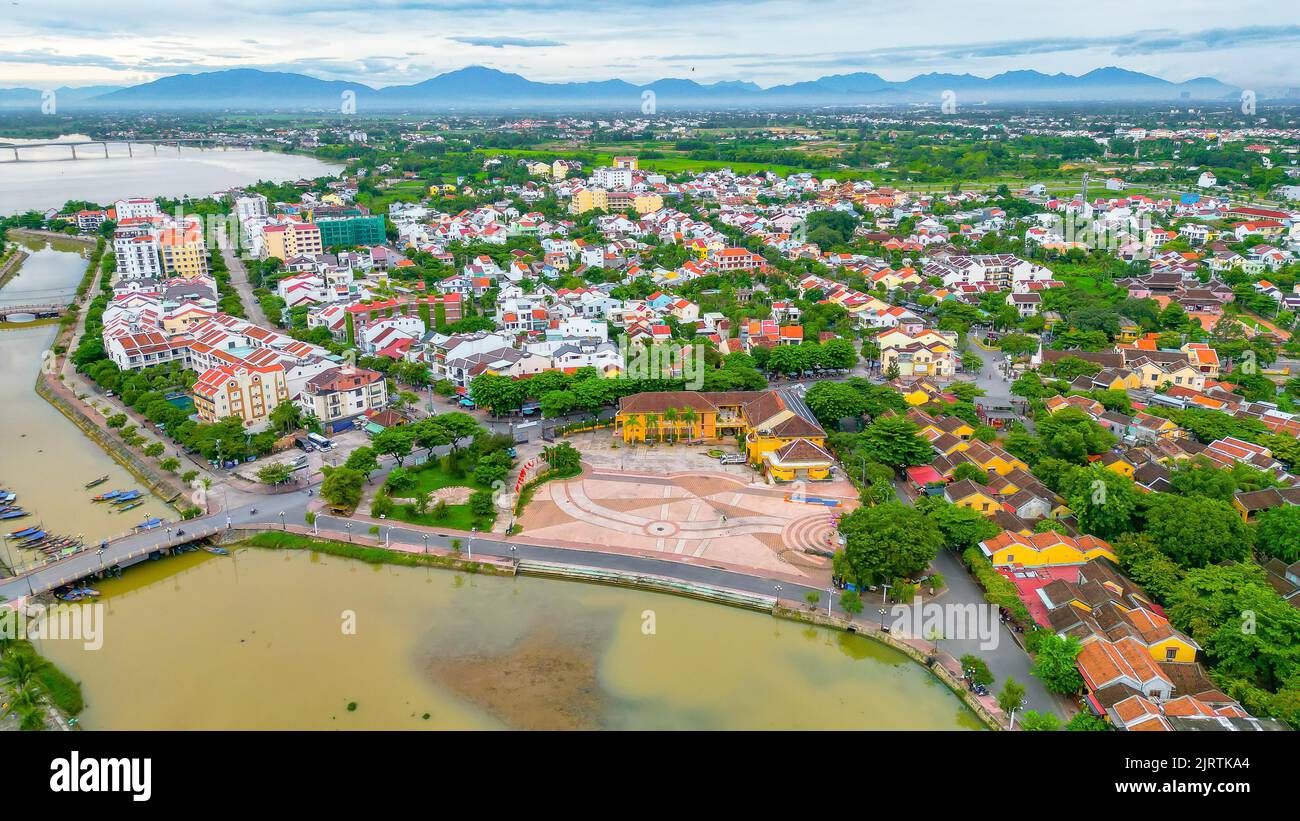 Hoi An, Vietnam : Panorama Aerial view of Hoi An ancient town, UNESCO ...