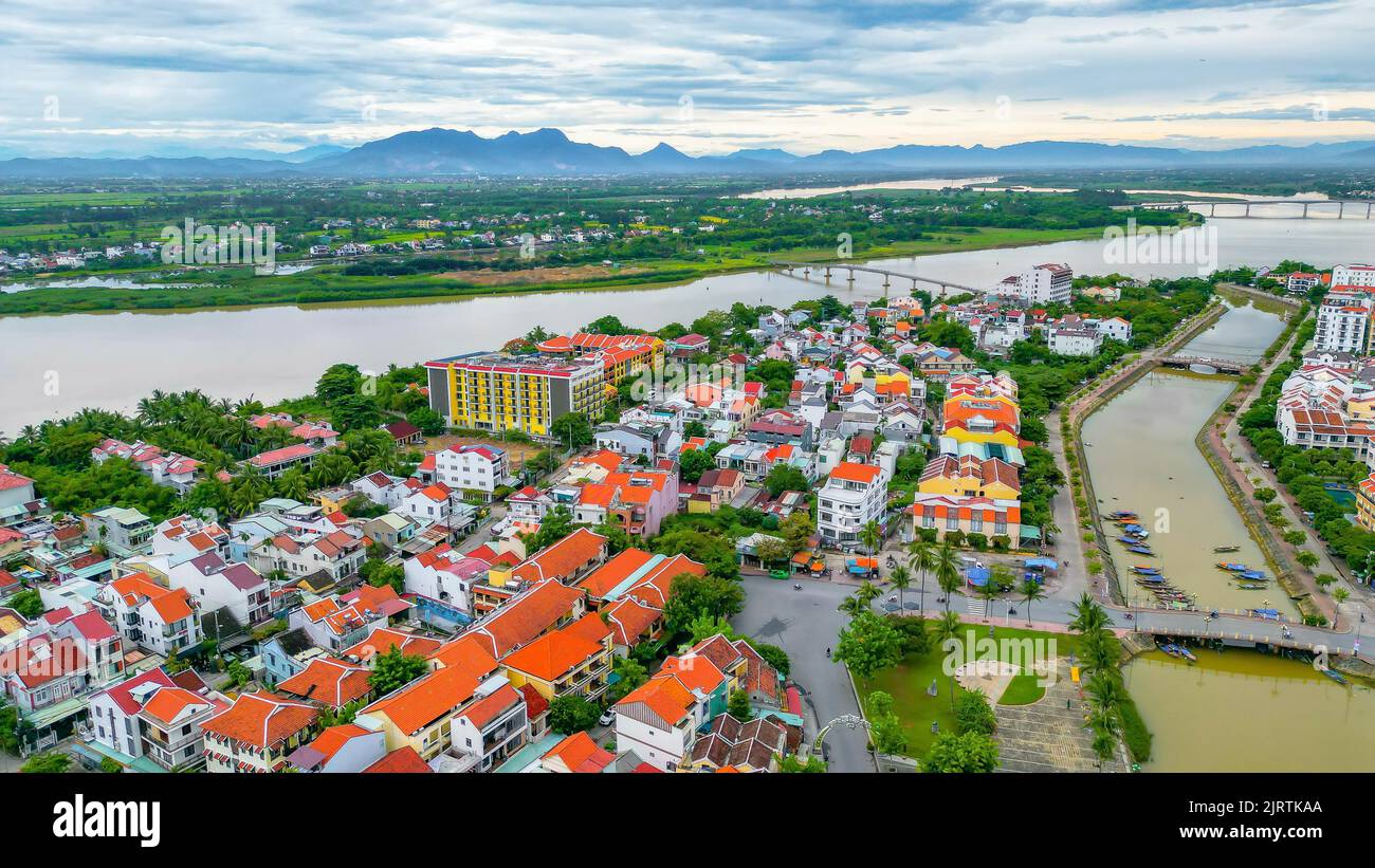 Hoi An, Vietnam : Panorama Aerial view of Hoi An ancient town, UNESCO ...