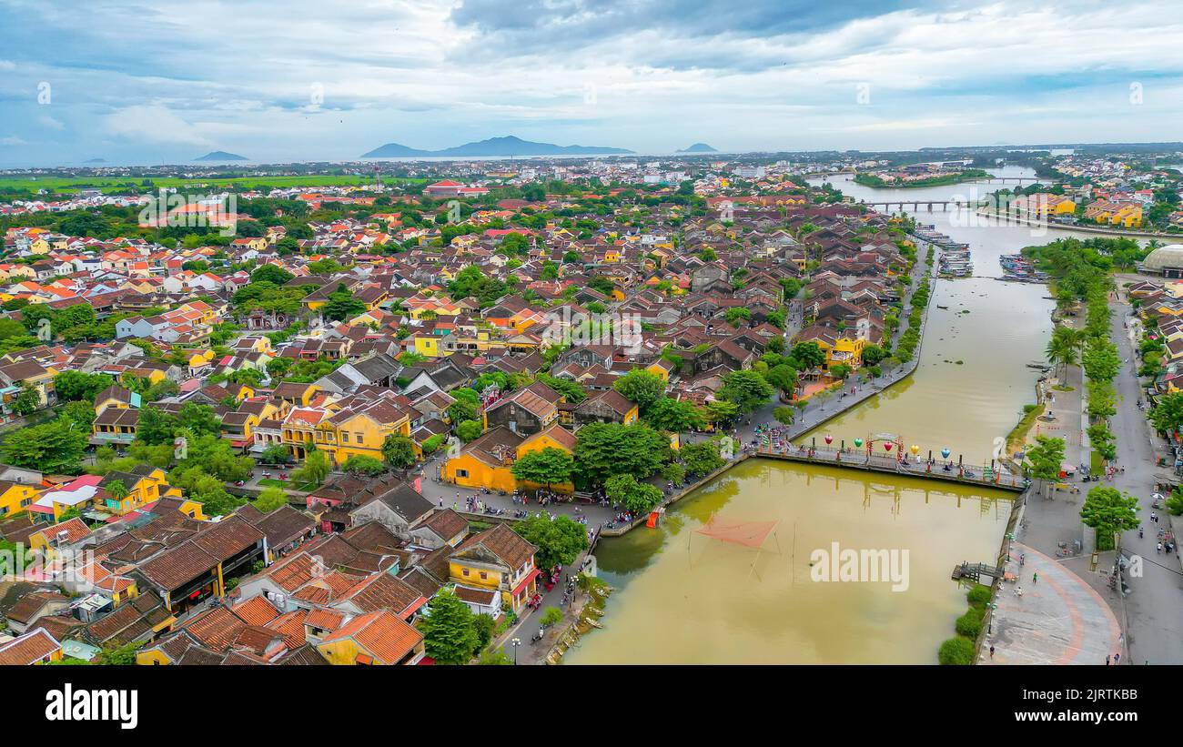 Hoi An, Vietnam : Panorama Aerial view of Hoi An ancient town, UNESCO ...