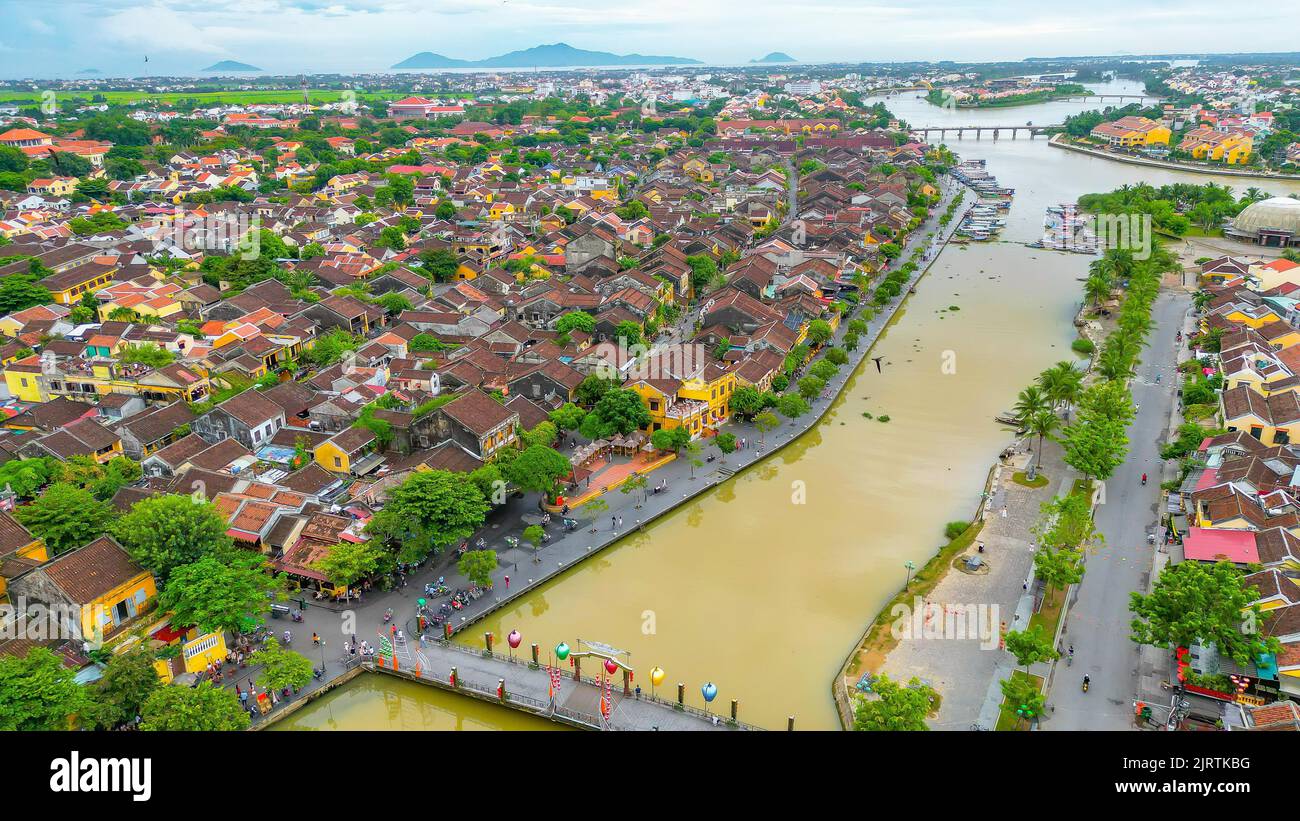 Hoi An, Vietnam : Panorama Aerial view of Hoi An ancient town, UNESCO ...