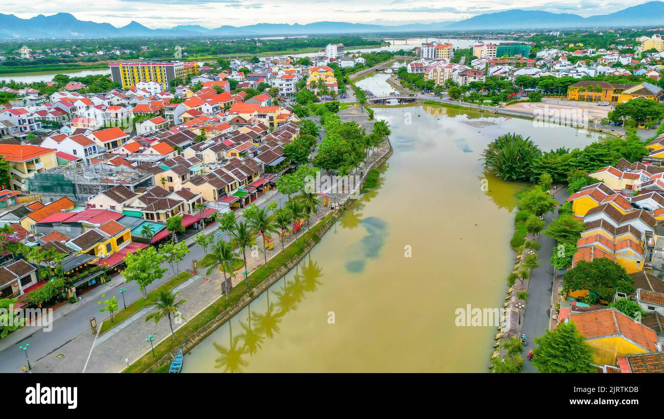 Hoi An, Vietnam : Panorama Aerial view of Hoi An ancient town, UNESCO ...