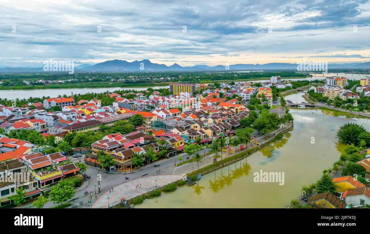 Hoi An, Vietnam : Panorama Aerial view of Hoi An ancient town, UNESCO ...