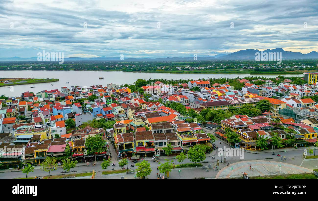 Hoi An, Vietnam : Panorama Aerial view of Hoi An ancient town, UNESCO ...