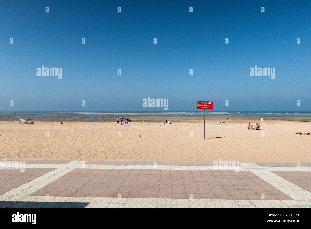 Houlgate (Normandy, northern France): the beach at low tide and tide ...