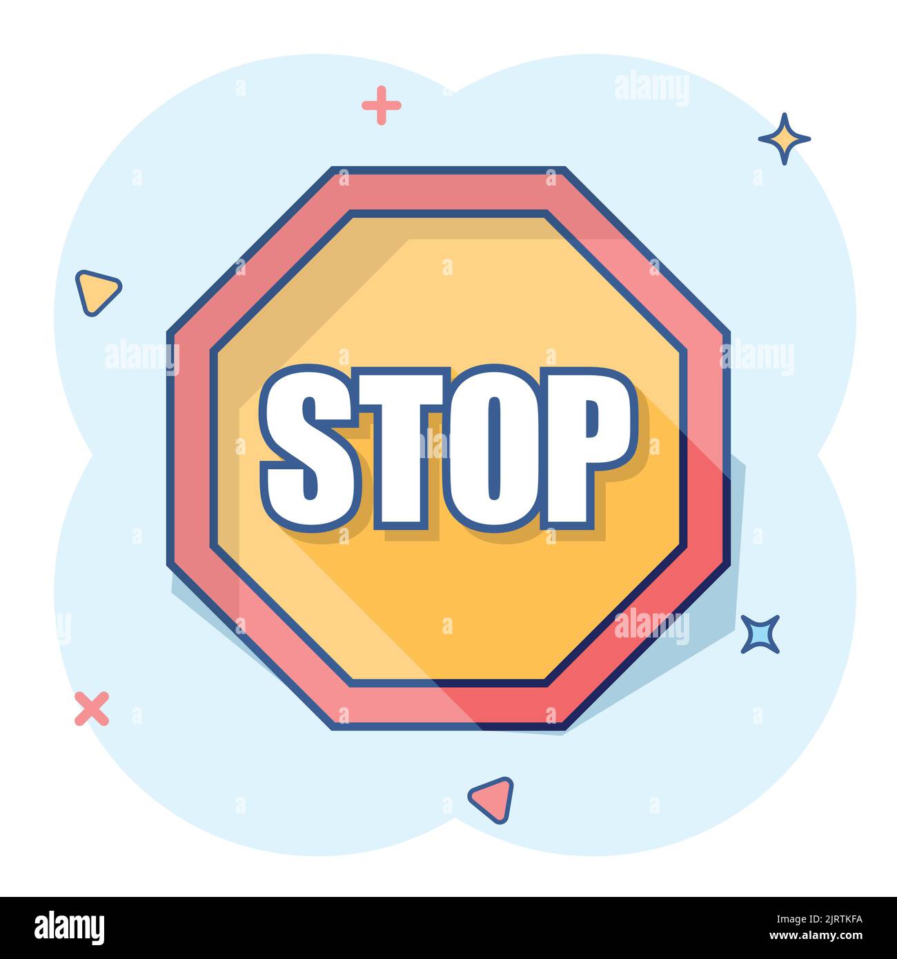 Vector cartoon red stop sign icon in comic style. Danger sign ...