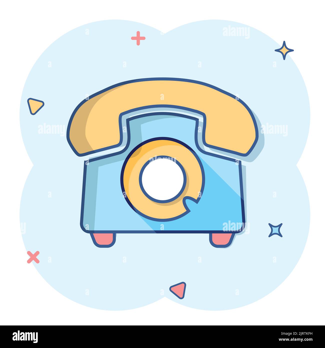 Vector cartoon phone icon in comic style. Telephone sign illustration ...