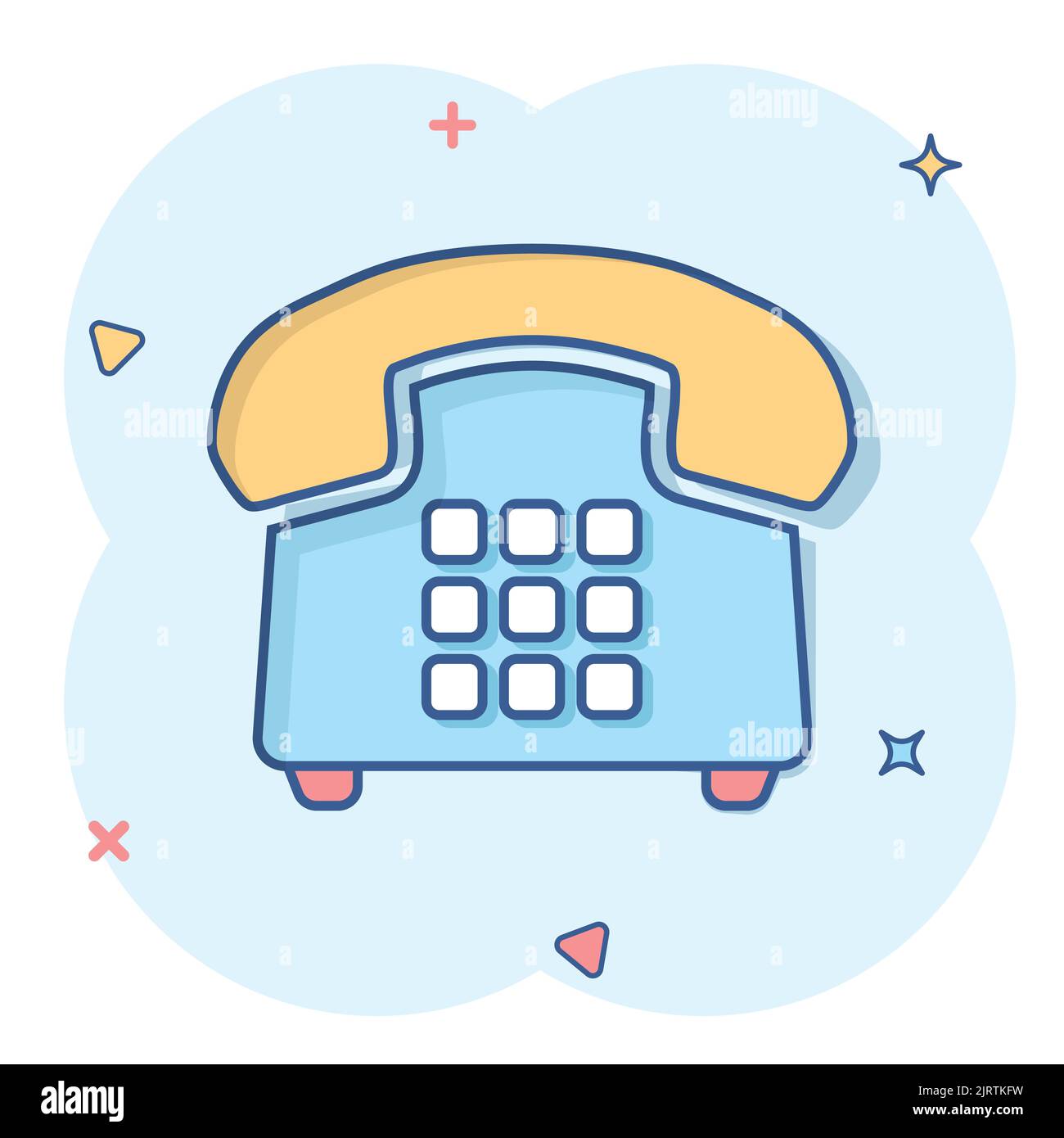 Vector cartoon phone icon in comic style. Telephone sign illustration ...