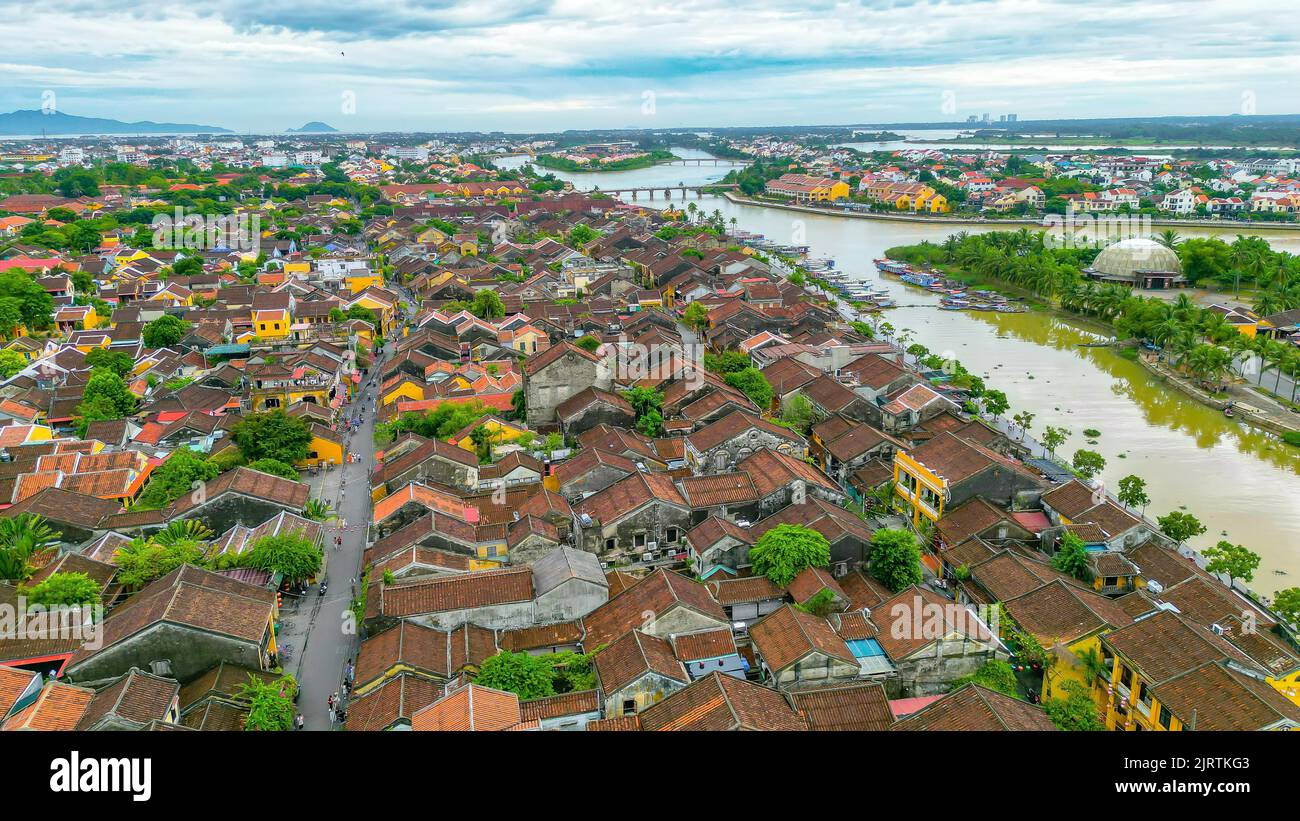 Hoi An, Vietnam : Panorama Aerial view of Hoi An ancient town, UNESCO ...