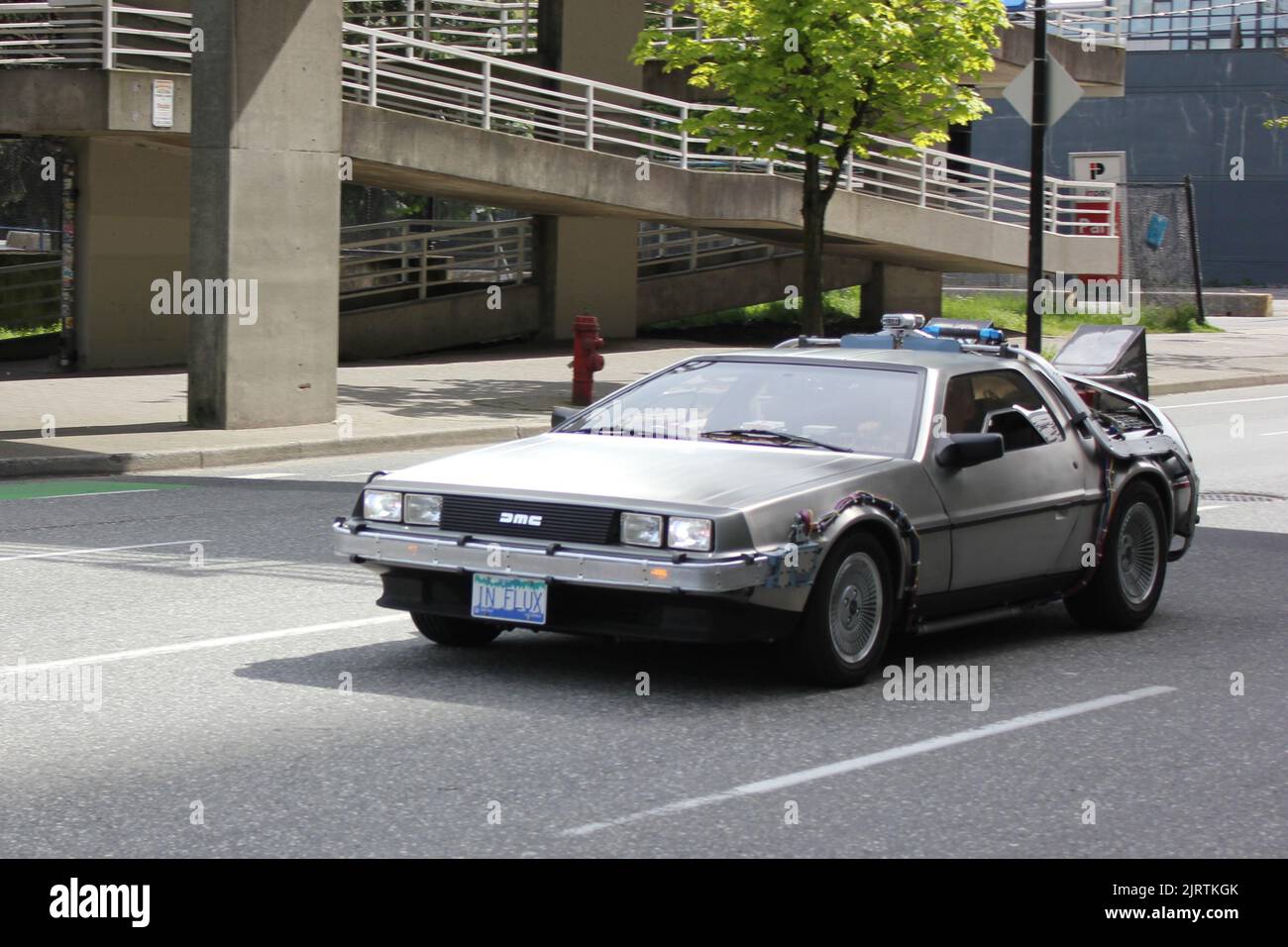 A Replica Of The Car From Back To The Future Movie In Downtown