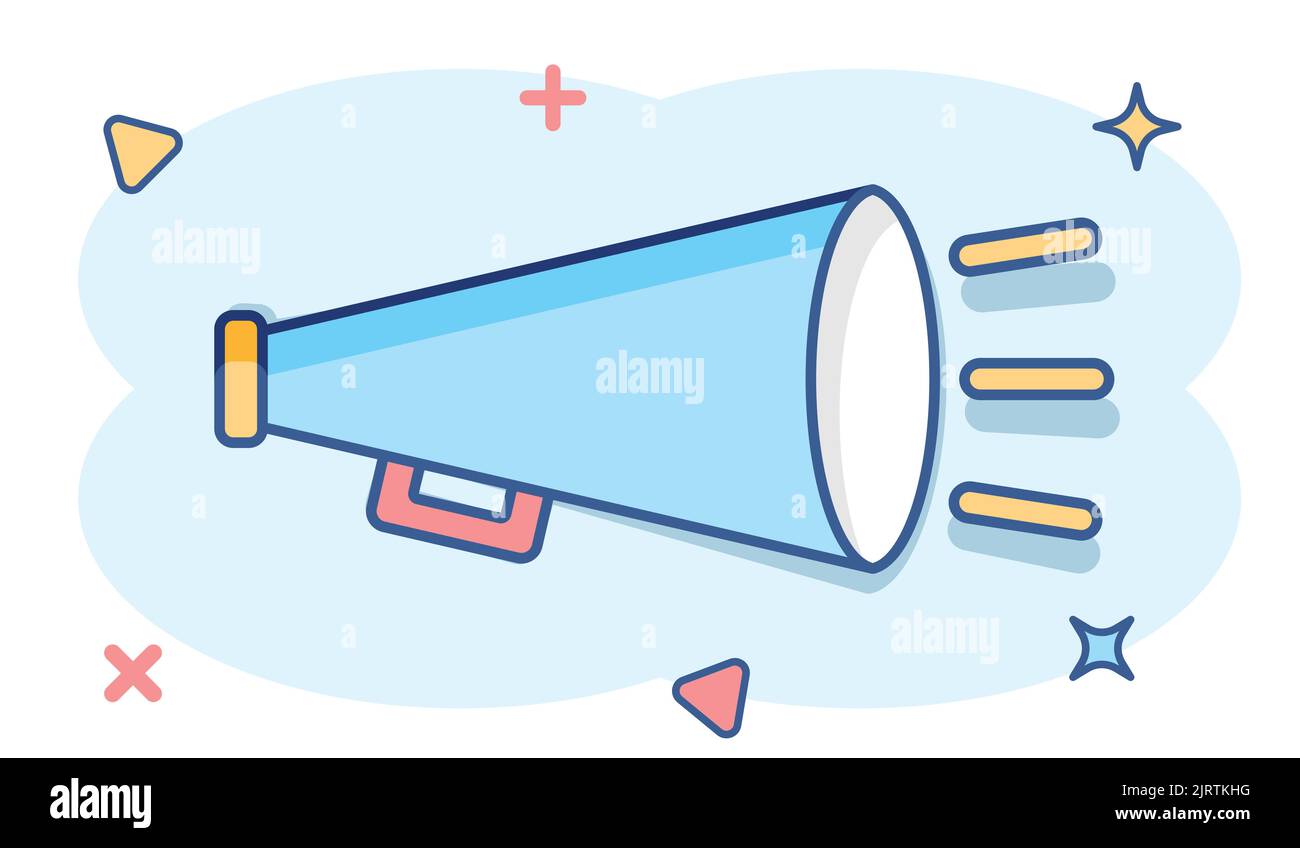 Vector cartoon megaphone icon in comic style. Bullhorn sign ...