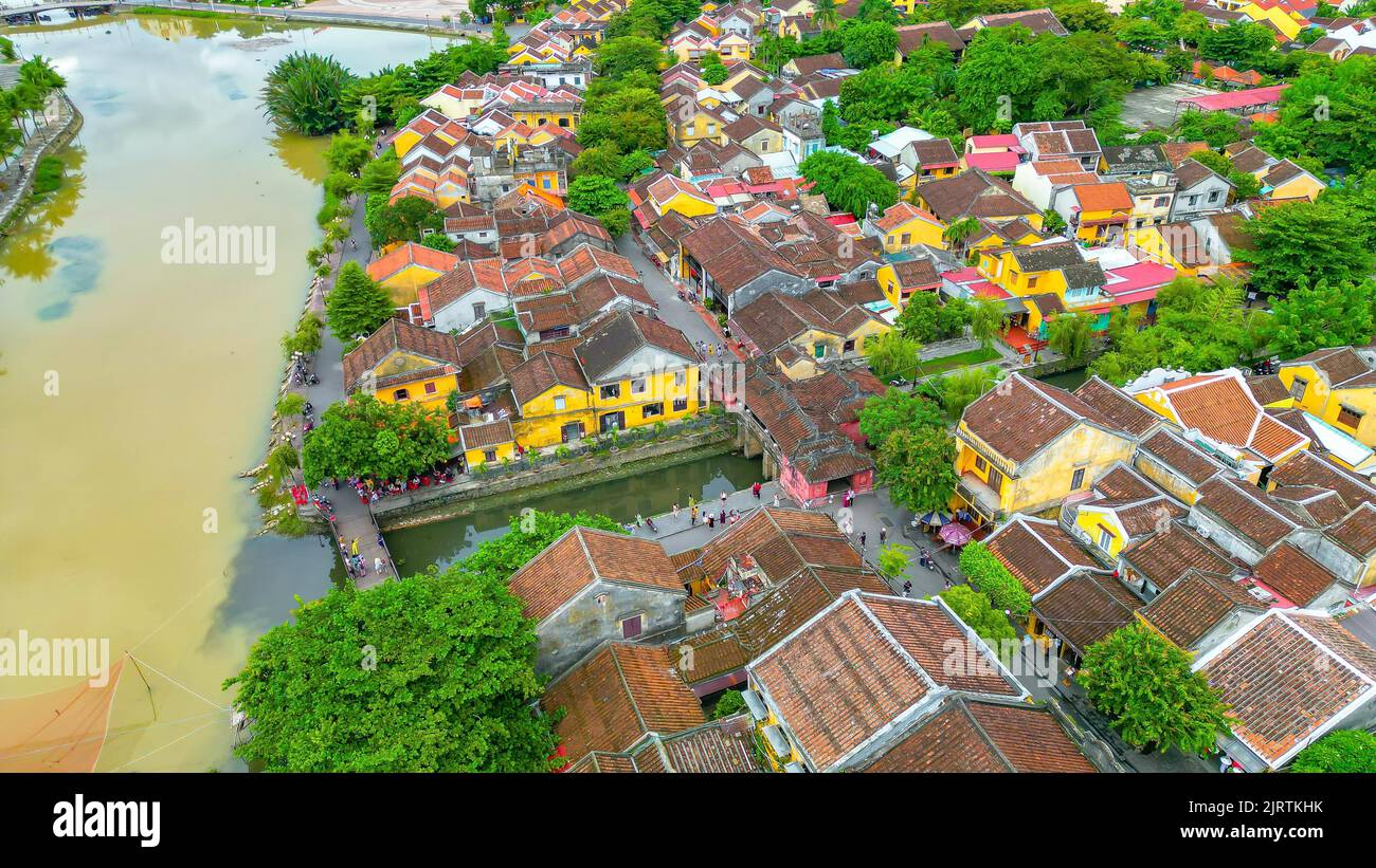 Hoi An, Vietnam : Panorama Aerial view of Hoi An ancient town, UNESCO ...