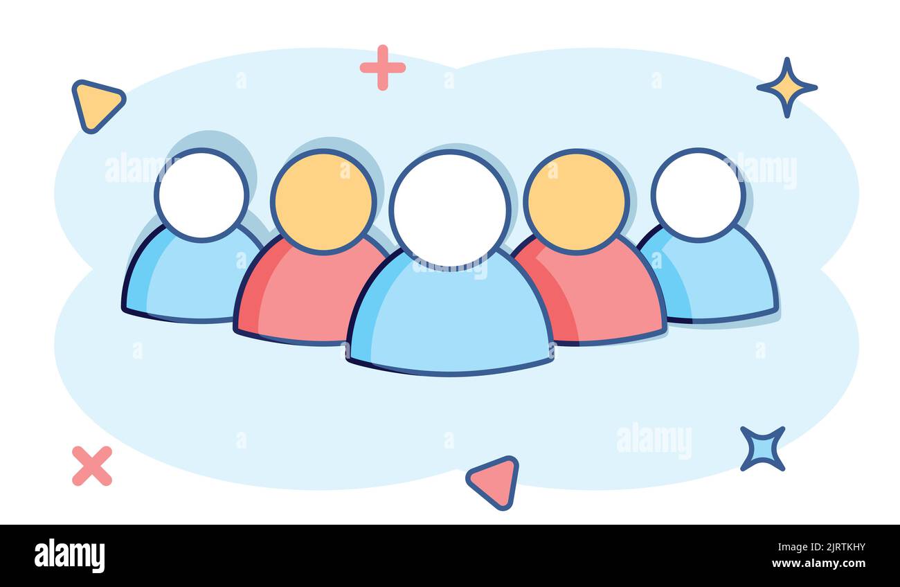 Vector cartoon group of people icon in comic style. Persons sign ...