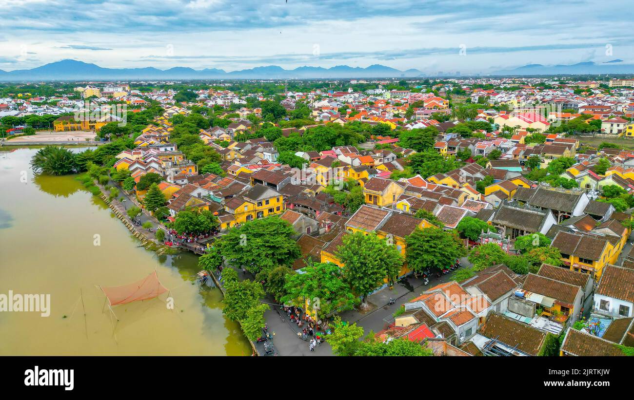 Hoi An, Vietnam : Panorama Aerial view of Hoi An ancient town, UNESCO ...