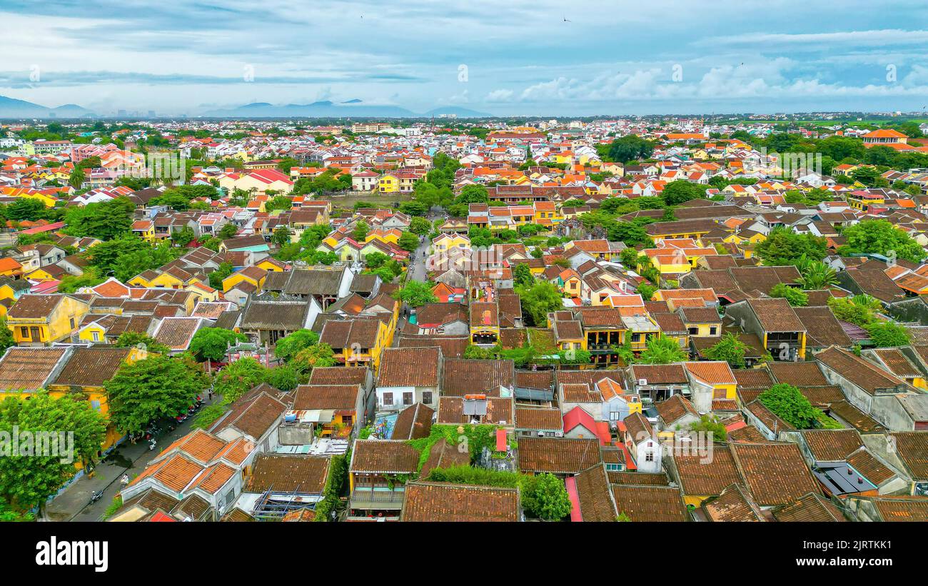 Hoi An, Vietnam : Panorama Aerial view of Hoi An ancient town, UNESCO ...