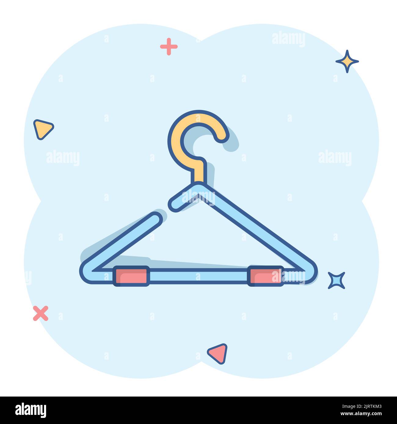 Vector cartoon hanger icon in comic style. Wardrobe hander sign ...