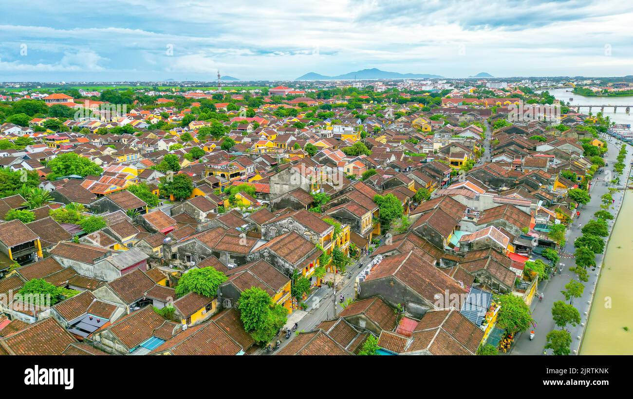 Hoi An, Vietnam : Panorama Aerial view of Hoi An ancient town, UNESCO ...