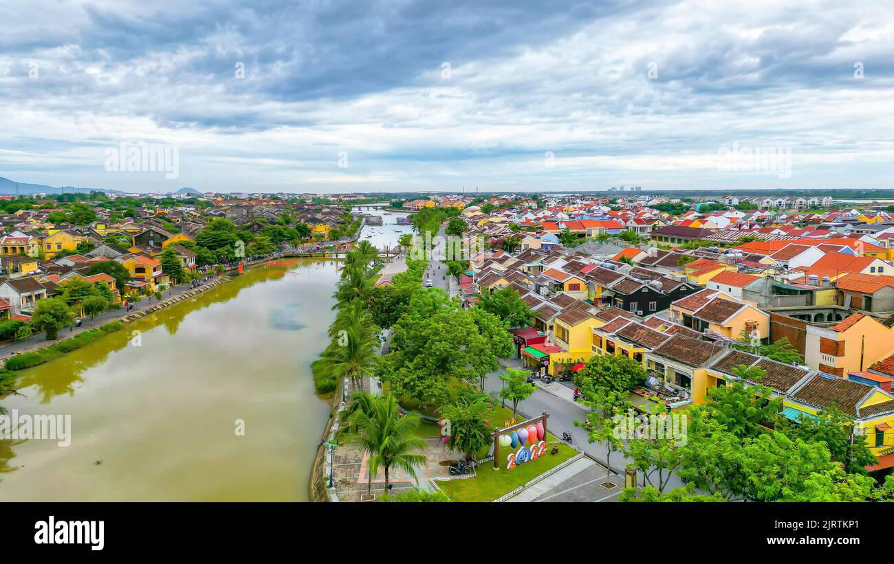Hoi An, Vietnam : Panorama Aerial view of Hoi An ancient town, UNESCO ...