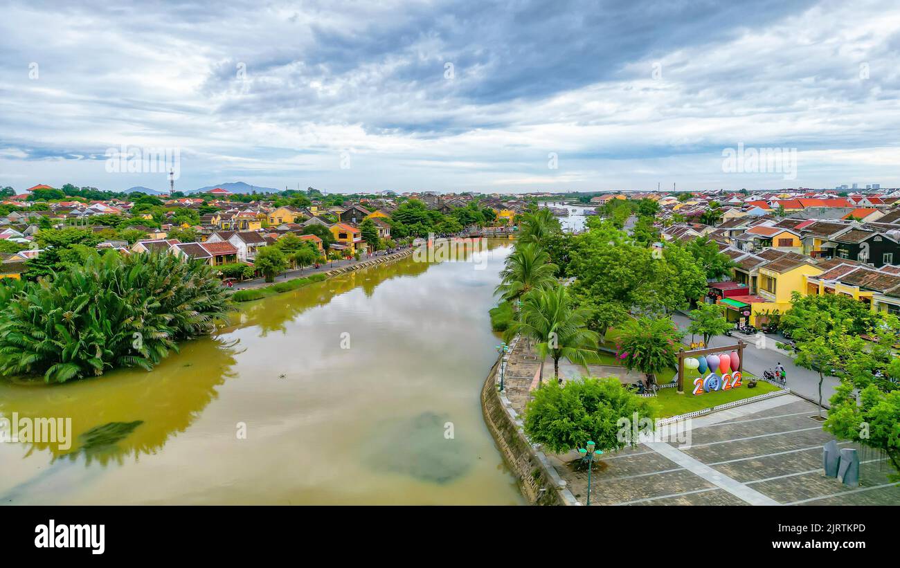 Hoi An, Vietnam : Panorama Aerial view of Hoi An ancient town, UNESCO ...
