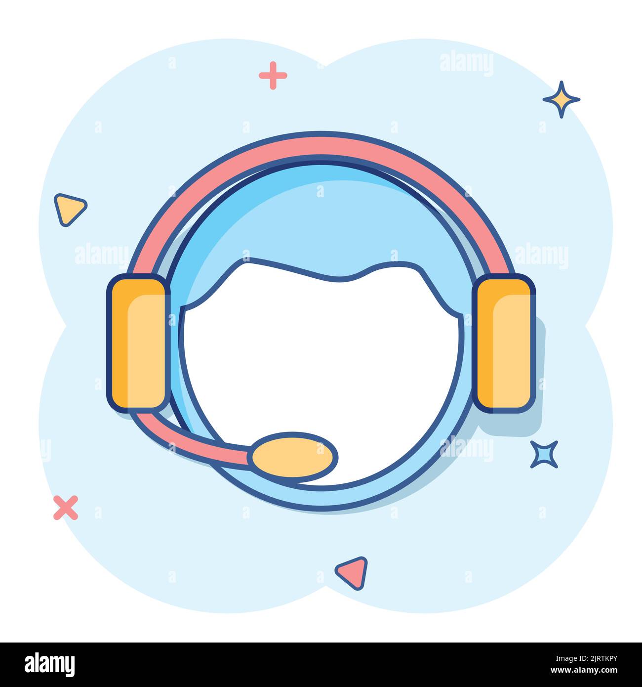 Vector cartoon operator with microphone icon in comic style. Operator ...