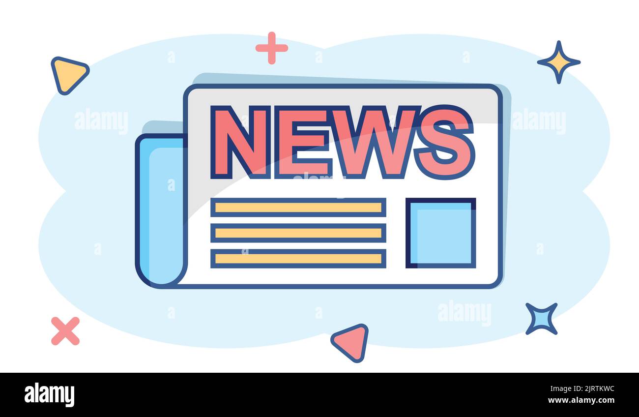 Vector cartoon newspaper icon in comic style. News sign illustration ...