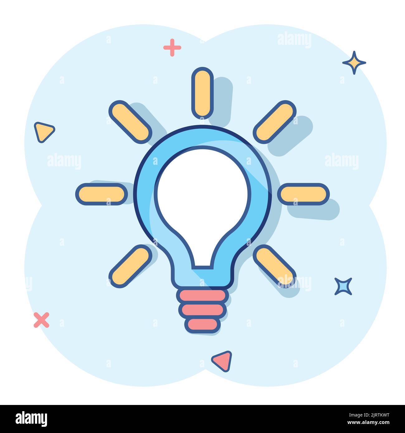 Vector cartoon light bulb icon in comic style. Electric lamp sign ...