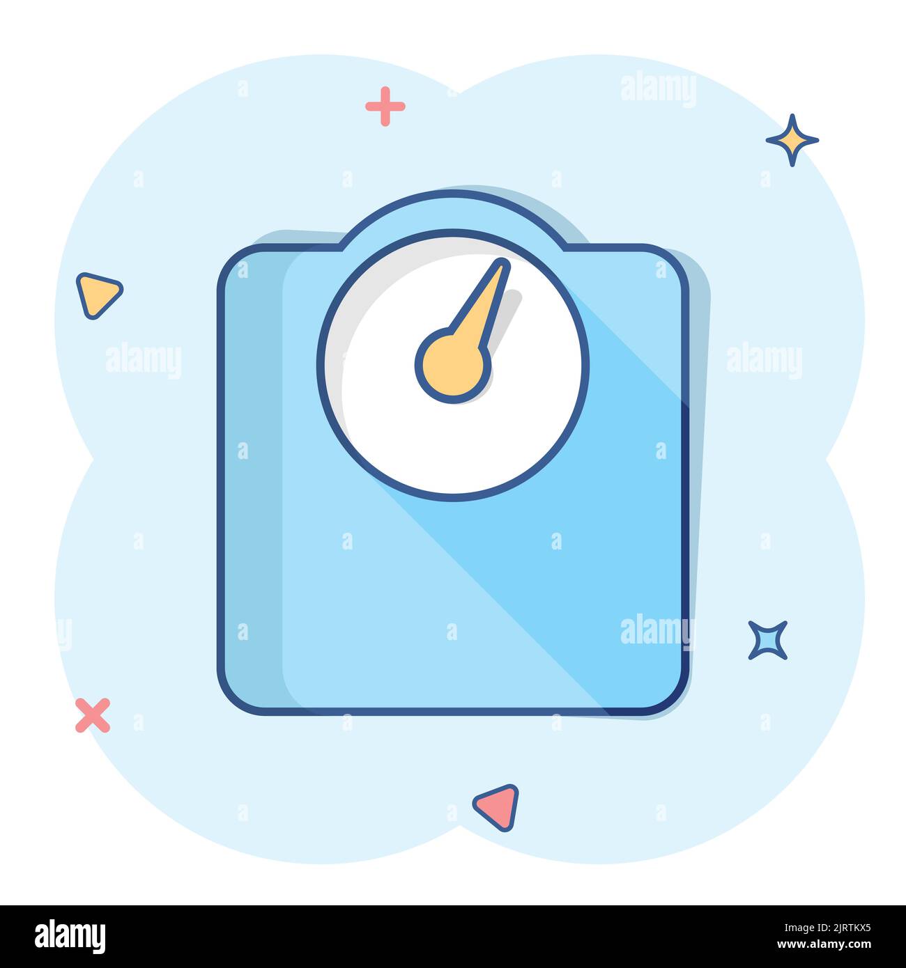 Vector cartoon bathroom scale weigher icon in comic style. Weigher sign ...