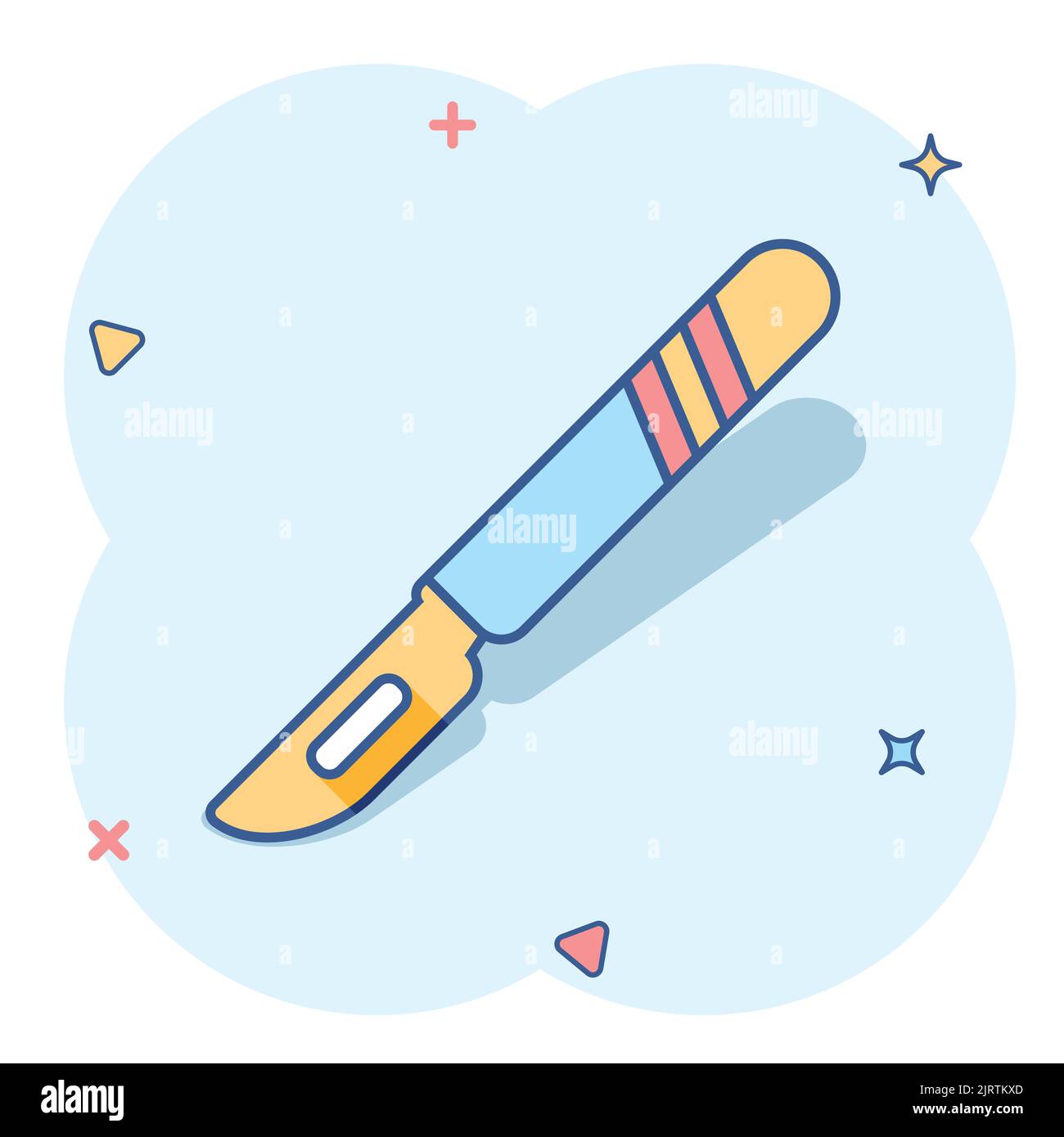 Vector cartoon medical scalpel icon in comic style. Hospital surgery ...