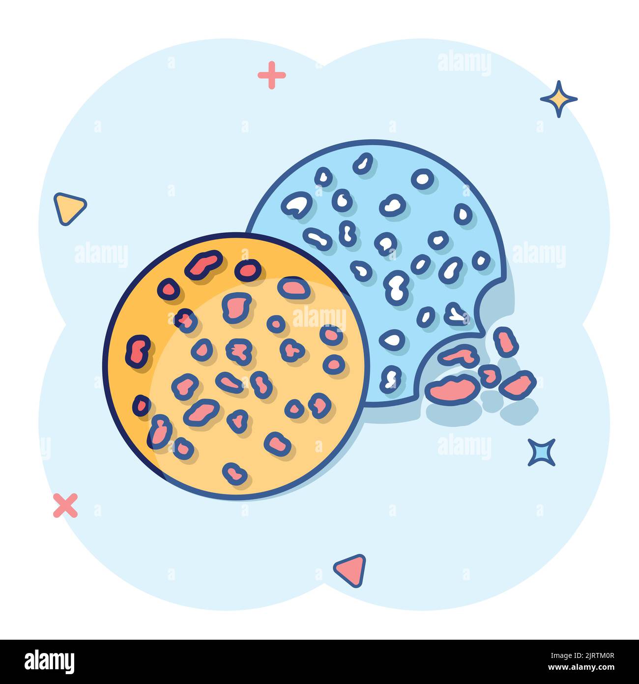 Vector cartoon cookie icon in comic style. Chip biscuit sign ...