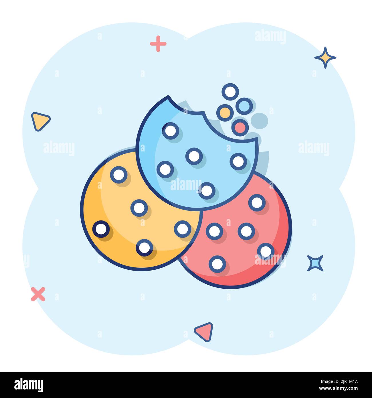 Vector cartoon cookie icon in comic style. Chip biscuit sign ...