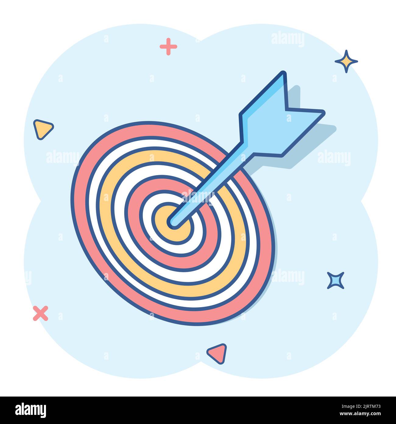 Vector Cartoon Target Aim Icon In Comic Style Darts Game Sign