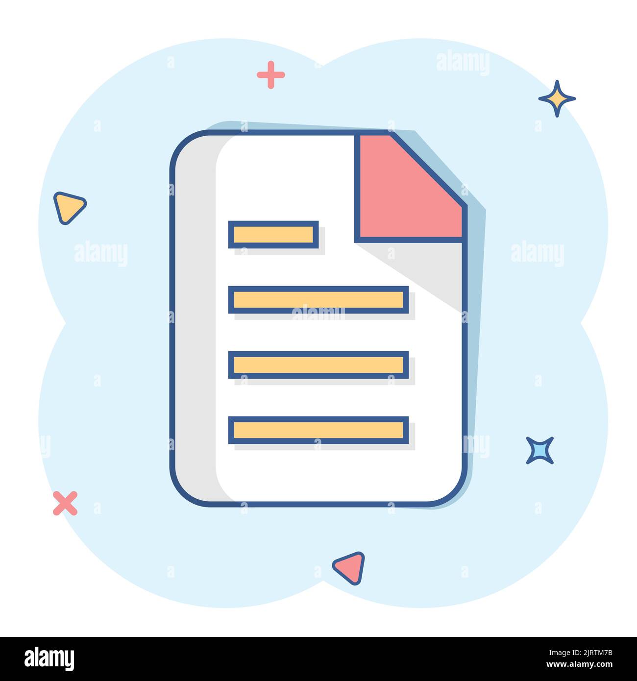 Vector cartoon document icon in comic style. Archive data file sign ...