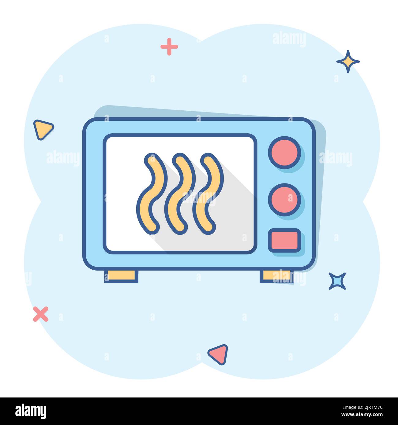 Vector cartoon microwave icon in comic style. Microwave oven sign ...