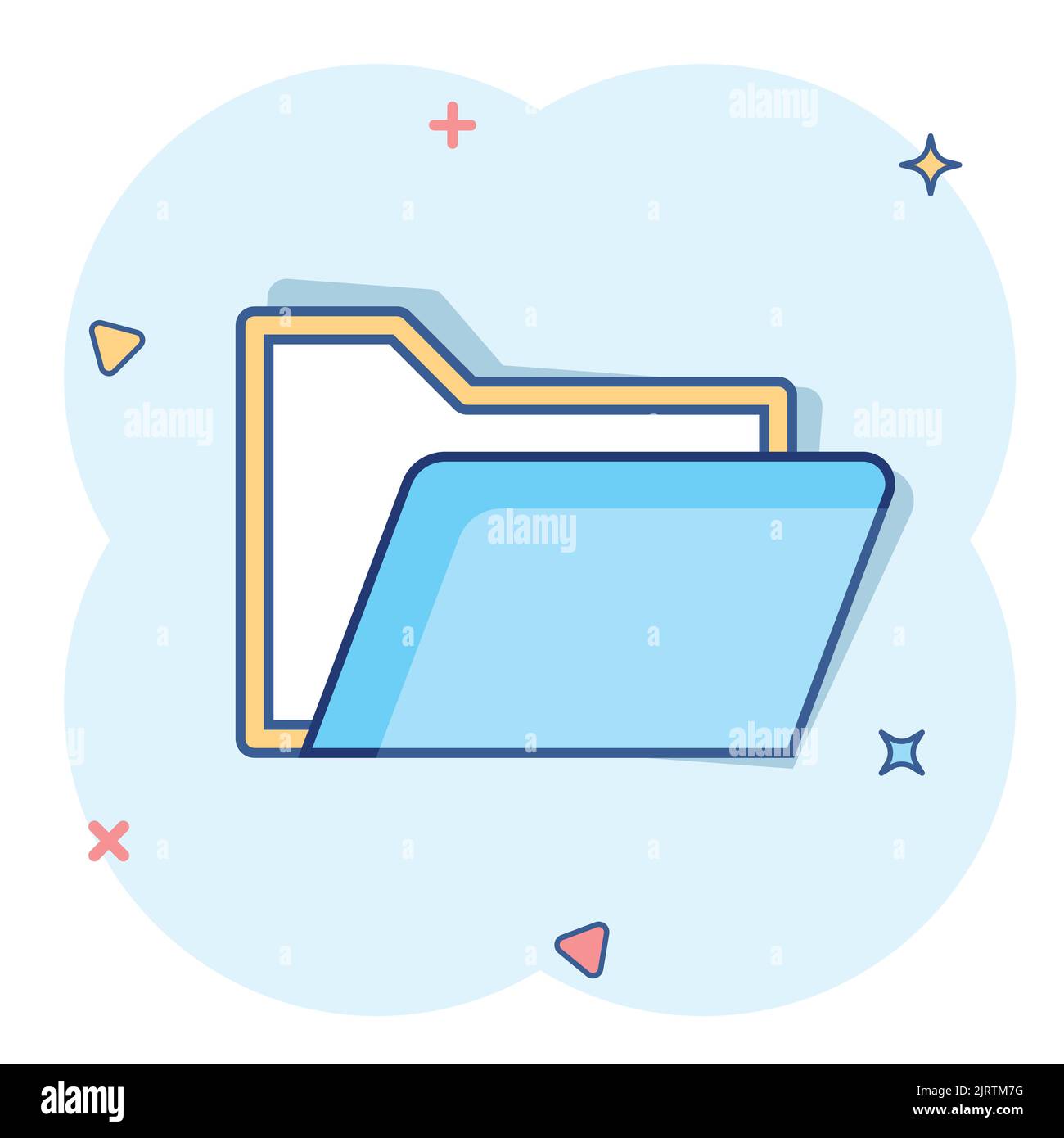 Vector cartoon folder document icon in comic style. Archive data file ...