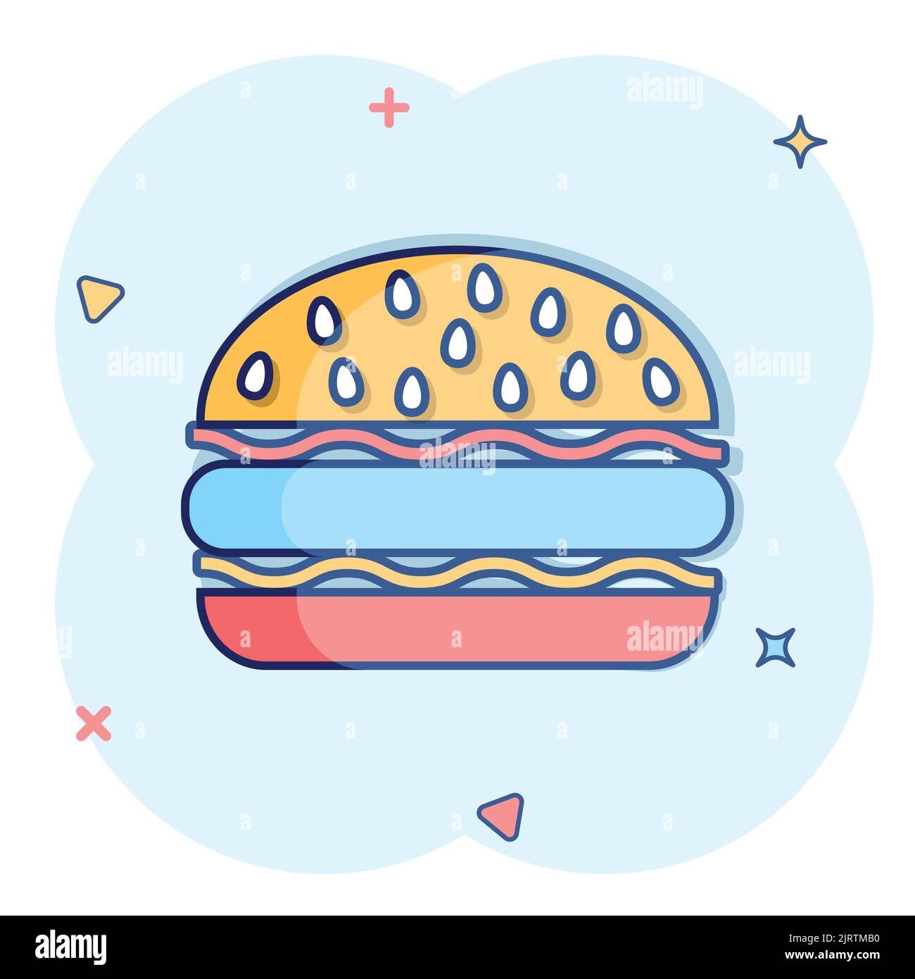 Vector cartoon burger fast food icon in comic style. Hamburger sign ...