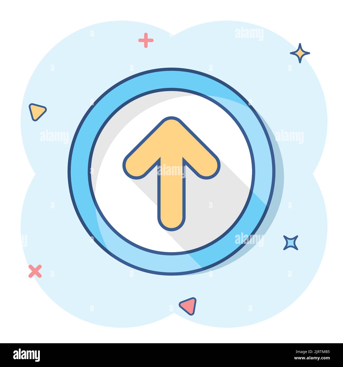 Vector cartoon arrow up icon in comic style. Forward arrow sign ...