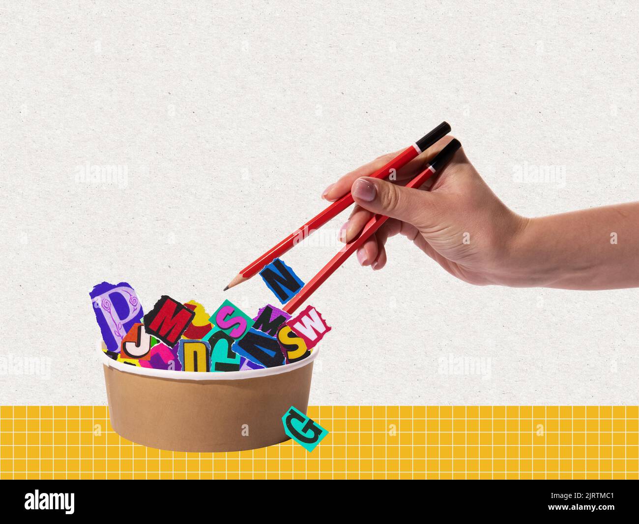 Studying, self-development. Hands aesthetic on light background ...