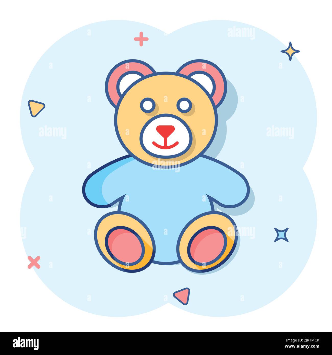 Vector cartoon teddy bear plush toy icon in comic style. Teddy toy sign ...